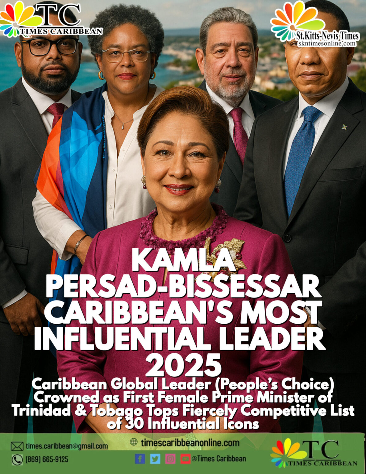 KAMLA PERSAD-BISSESSAR CARIBBEAN’S MOST INFLUENTIAL LEADER 2025 – Times ...